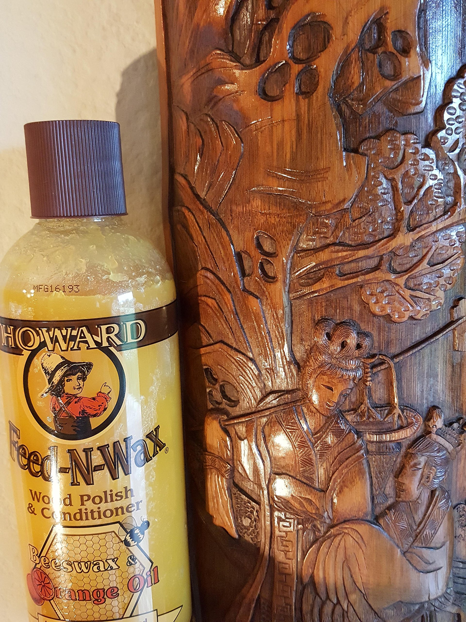 Howard Feed N Wax Wood Polish and Conditioner, and Howard Orange Oil Wood Polish, Wood Furniture Cleaner and Teak Wood Cleaner