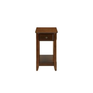 Acme Bertie 1-Drawer Wooden End Table with Bottom Shelf in Walnut