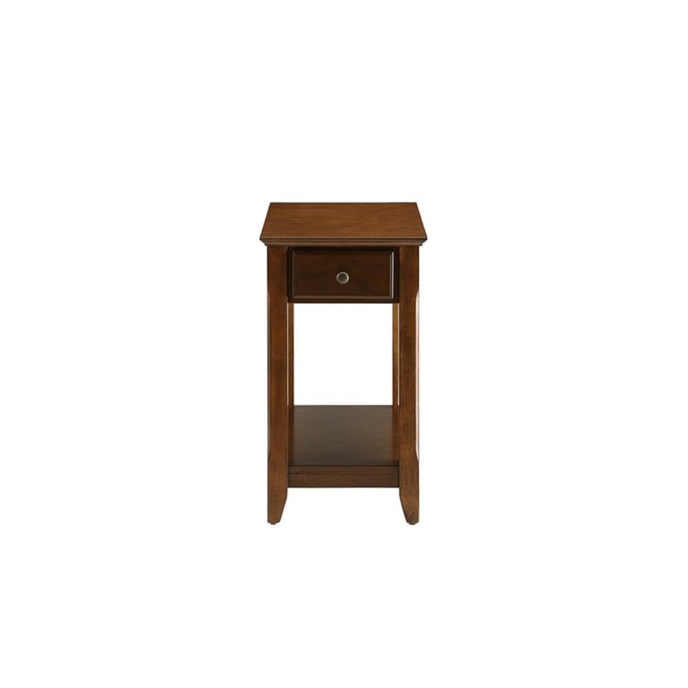 Acme Bertie 1-Drawer Wooden End Table with Bottom Shelf in Walnut