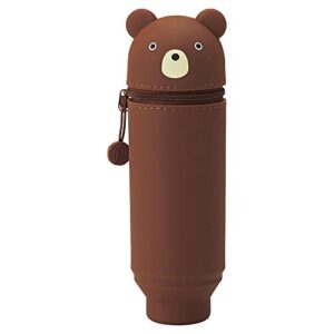 lihit lab. punilabo stand up pen case (pen holder), bear, 2.4" x 7.8" (a7712-1)