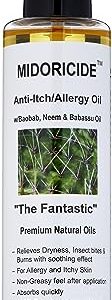 Midoricide Natural PET Anti-Itch/Allergy Oil- with Baobab, Neem and Babassu- 6 oz- Irritated, Itchy Remedy or Dry Skin Relief for Dogs and Cats