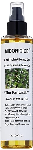 Midoricide Natural PET Anti-Itch/Allergy Oil- with Baobab, Neem and Babassu- 6 oz- Irritated, Itchy Remedy or Dry Skin Relief for Dogs and Cats