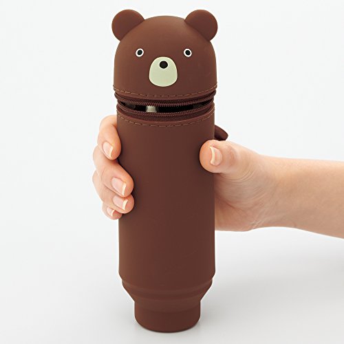 LIHIT LAB. PuniLabo Stand Up Pen Case (Pen Holder), Bear, 2.4" x 7.8" (A7712-1)