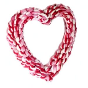 Midlee Valentine's Heart Rope Dog Toy (6" x 6")- Pink, Red, White Cotton Chew Gift