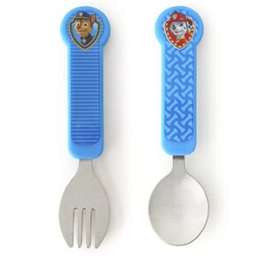 munchkin paw patrol toddler fork and spoon utensil set, blue