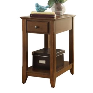 Acme Bertie 1-Drawer Wooden End Table with Bottom Shelf in Walnut