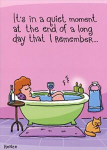 woman relaxing in tub: belated - oatmeal studios funny birthday card