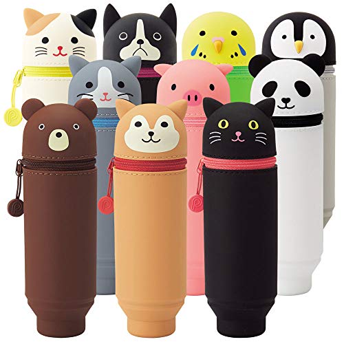 LIHIT LAB. PuniLabo Stand Up Pen Case (Pen Holder), Bear, 2.4" x 7.8" (A7712-1)