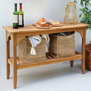 cambridge casual indonesian teak auburn outdoor console table, natural