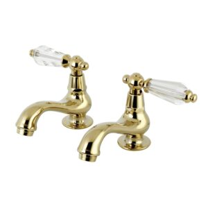 kingston brass ks1102wll basin tap faucet with cross handle, polished brass