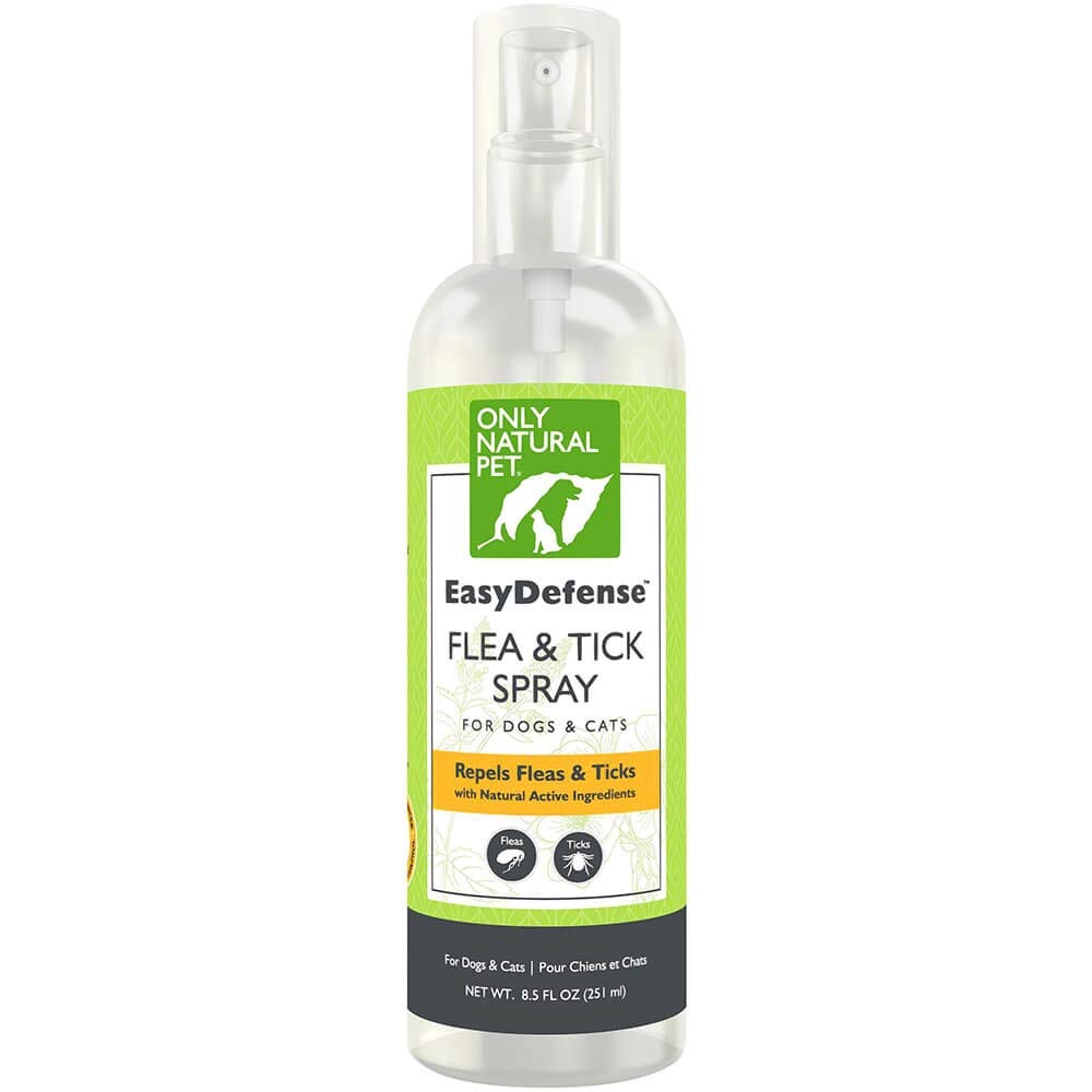 Only Natural Pet EasyDefense Flea and Tick Spray for Dogs and Cats - Natural Active Ingredients Geraniol and Peppermint Oil to Naturally Repel Fleas & Ticks - 8.5 oz Bottle