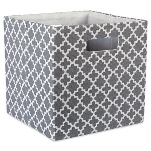 dii hard sided collapsible fabric storage container for nursery, offices, & home organization, (13x13x13") - lattice gray