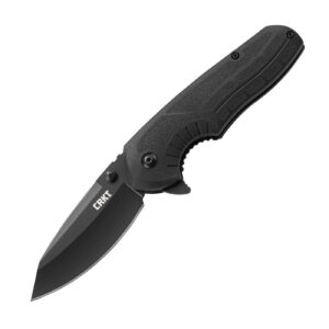 crkt copacetic edc folding pocket knife: everyday carry, black blade with deep belly, liner lock, textured nylon handle, pocket clip 2620