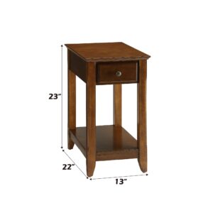 Acme Bertie 1-Drawer Wooden End Table with Bottom Shelf in Walnut