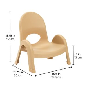 Children’s Factory Value Stack Kids Chair, Natural Tan - 5"H, AB7705NT, Preschool and Daycare Flexible Seating, Classroom Desk Chair for Toddlers, Girls and Boys, 1-Pack