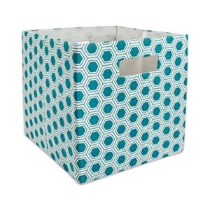 dii collapsible polyester storage cube, honeycomb, teal, large