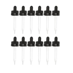 Perfume Studio Glass Eye Droppers with Fine Ribbed Child Resistant Closure Cap, 12-Pack Fits 1 oz / 30 ml Perfume Studio Essential Oil & Boston Round Bottles with a 20/400 Finish.