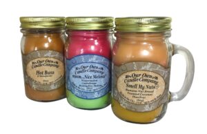 our own candle company smell my nuts, nice melons, and hot buns - sassy pack scented mason jar candles, 13 oz (3 pack)