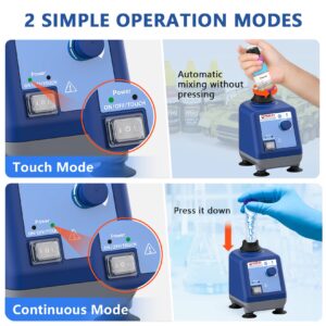 FOUR E'S SCIENTIFIC Laboratory Vortex Mixer Various Speed 0-3000rpm, Touch & Continuous Function - Vortex Shaker Mixer Test Tubes Acrylic Paints Ink