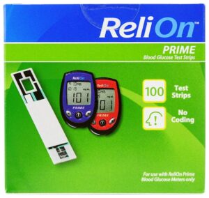 relion prime blood glucose test strips, 100 count, single pack (2)