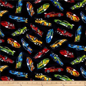 timeless treasures race cars race cars black, fabric by the yard