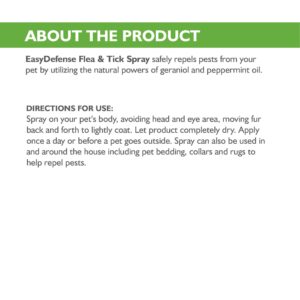 Only Natural Pet EasyDefense Flea and Tick Spray for Dogs and Cats - Natural Active Ingredients Geraniol and Peppermint Oil to Naturally Repel Fleas & Ticks - 8.5 oz Bottle