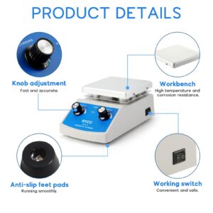 HYCC Magnetic Stirrer Hot Plate Max 716°F, 100-2000RPM Hot Plate with Magnetic Stirrer, 2000mL Magnetic Hotplate Stirrer, Magnetic Stirrer w/Magnetic Stir Bar