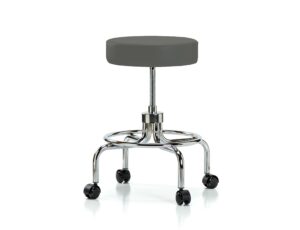 perch retro rolling exam stool with wheels for carpet or linoleum, charcoal vinyl