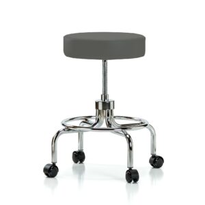 Perch Retro Rolling Exam Stool with Wheels for Carpet or Linoleum, Charcoal Vinyl