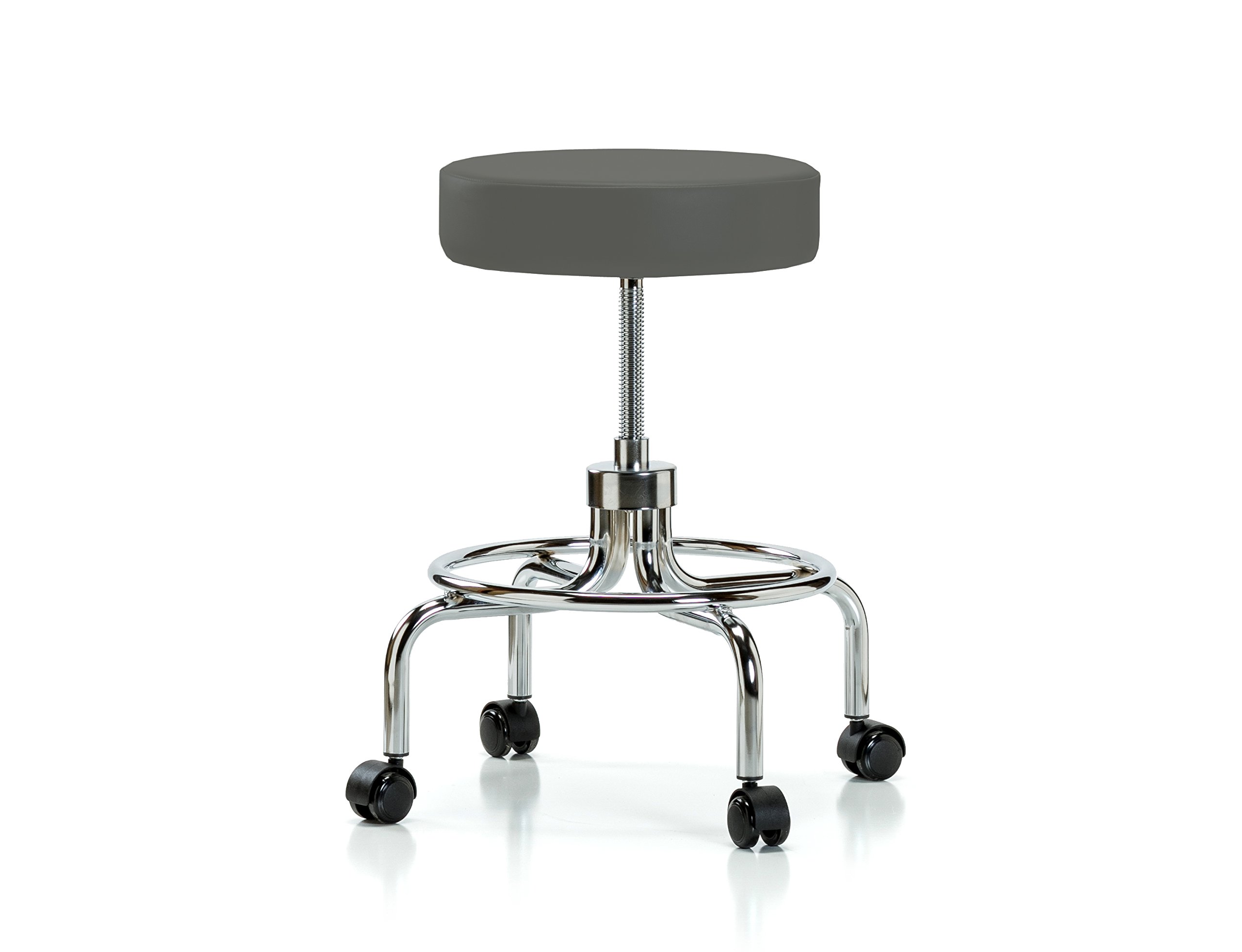 Perch Retro Rolling Exam Stool with Wheels for Carpet or Linoleum, Charcoal Vinyl