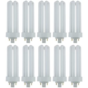 sunlite cfl plug-in plt 4-pin triple tube light, 32 watts, 4-pin gx24q3 base, 2400 lumens, 3500k neutral white, 10 pack