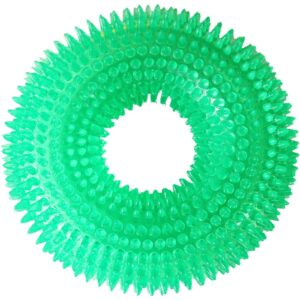 aduck dog squeaky chew toys for aggressive chewers dental teething cleaning [non-toxic soft natural rubber], cute crystal ring design -4.92 inches (crystal green)