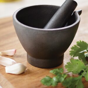 Fox Run Mortar and Pestle, Cast Iron, Black