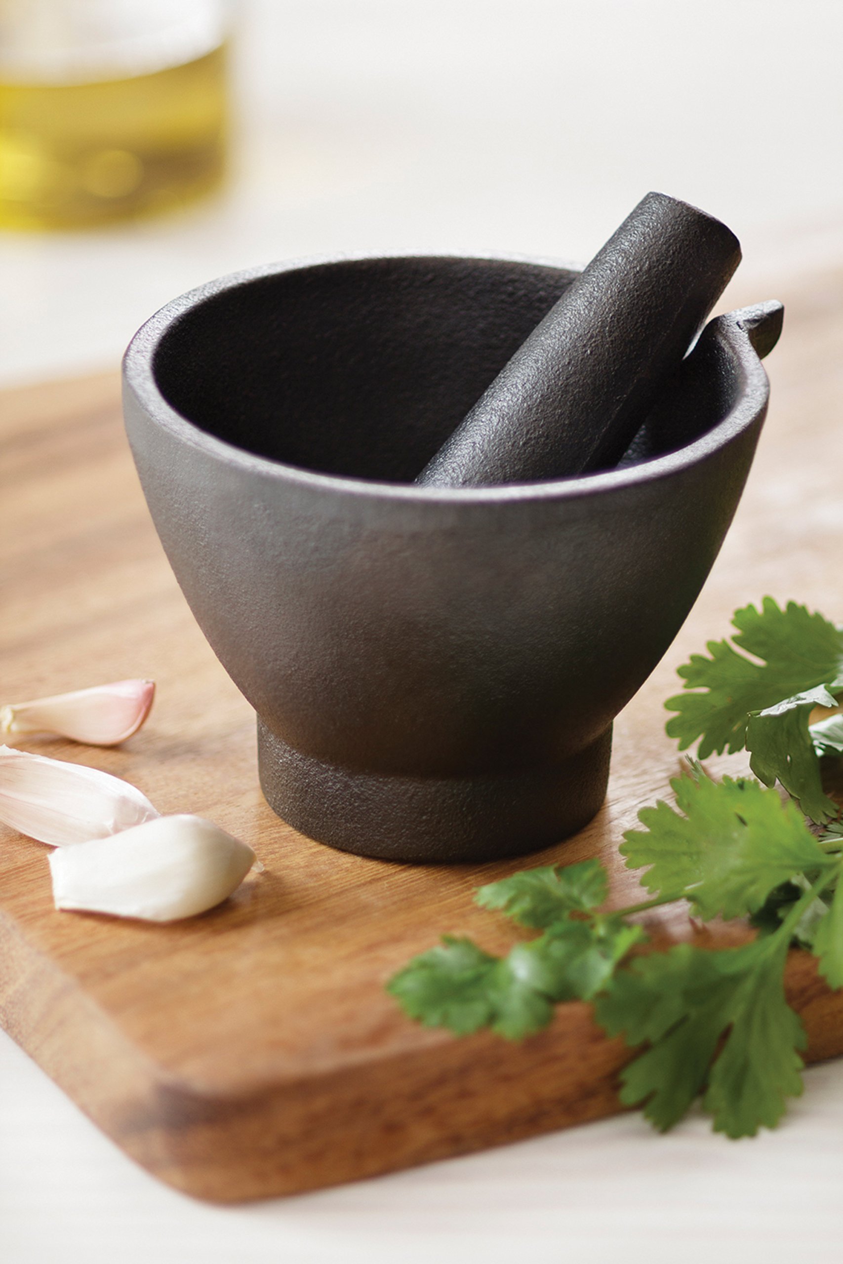 Fox Run Mortar and Pestle, Cast Iron, Black