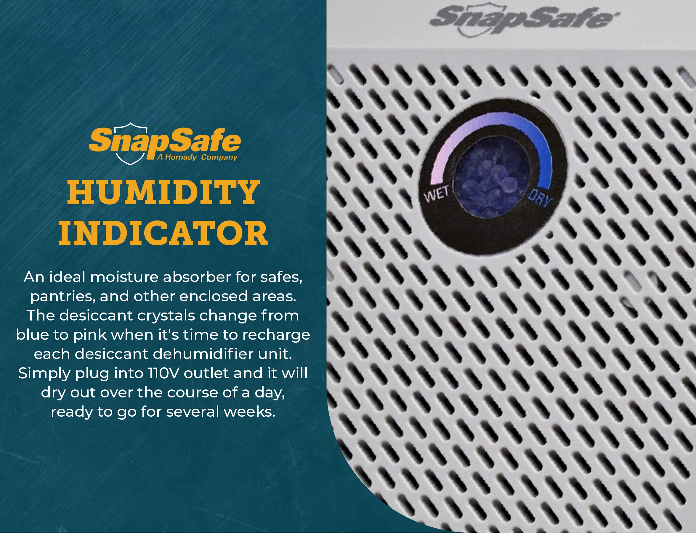 SnapSafe Rechargeable Dehumidifier Medium, 75900 -Portable Moisture Absorbers for Gun Safes & Cabinets, Closets, & Pantries-Prevent Moisture Damage for Gun Safe Accessories, Firearms in Your Gun Vault