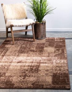 unique loom autumn collection modern contemporary casual abstract area rug (brown/ beige solid, 9 x 12 ft rectangular)