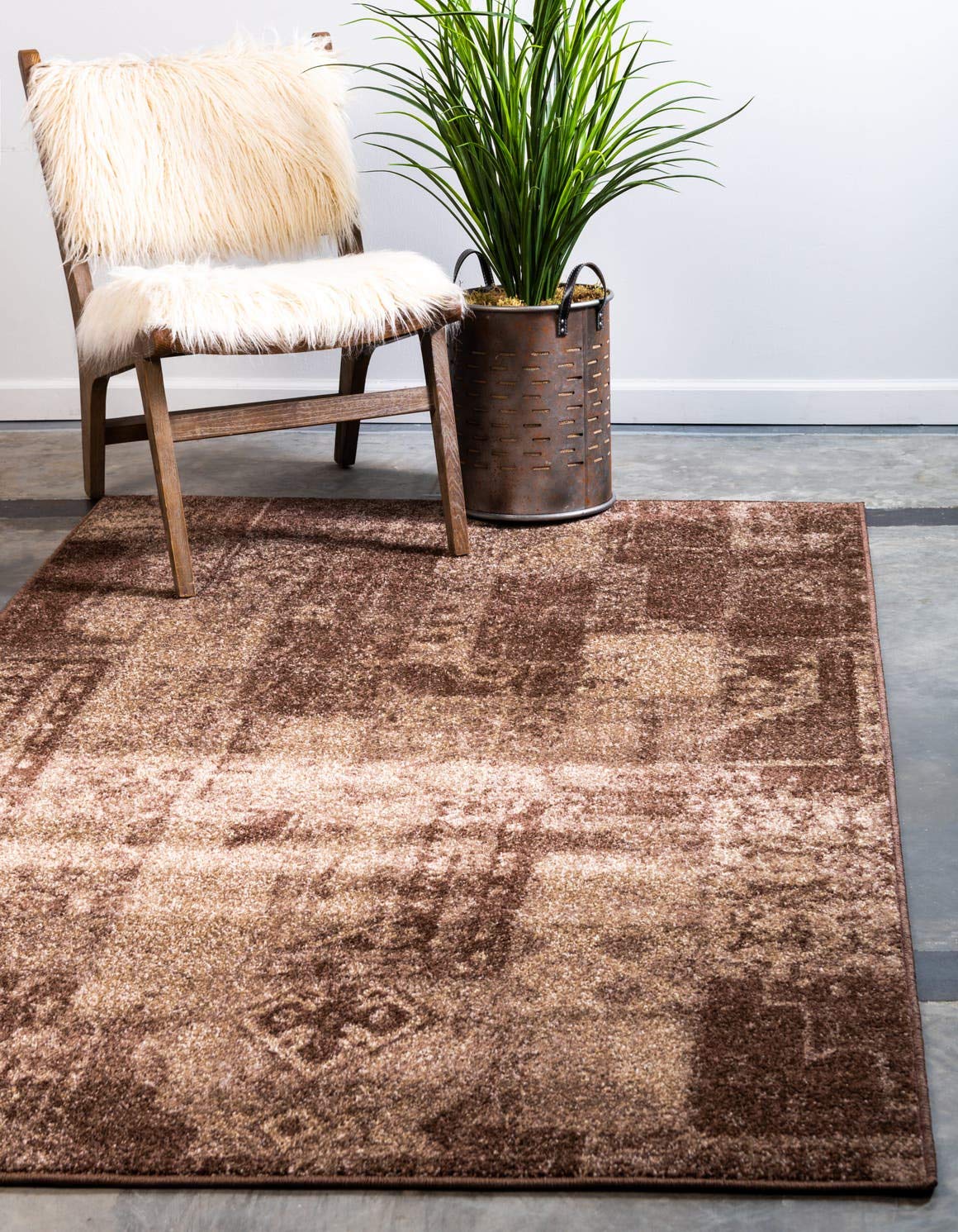 Unique Loom Autumn Collection Modern Contemporary Casual Abstract Area Rug (Brown/ Beige Solid, 9 x 12 ft Rectangular)