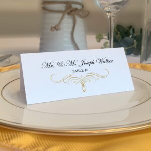 decadent flourish printable place cards, gold (choose color), set of 60 (10 sheets), laser & inkjet printers - wedding, party, dinner, and special events - made in the usa