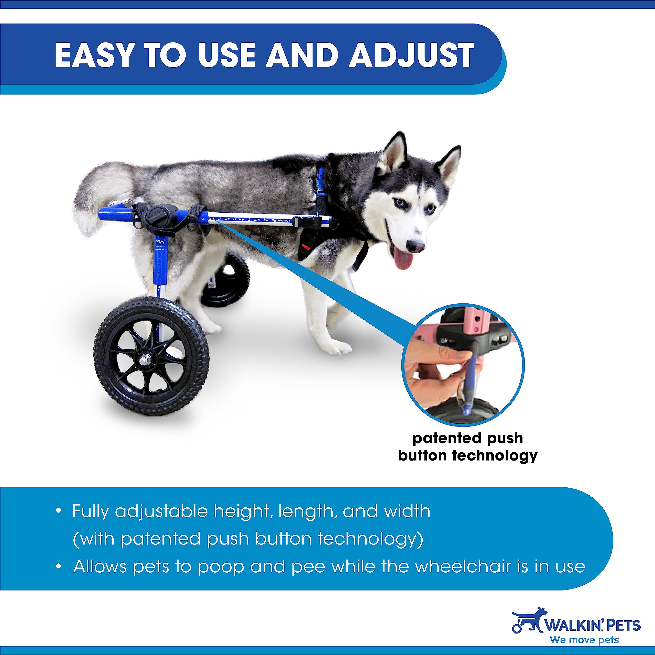 Walkin' Wheels Dog Wheelchair - for Med/Large Dogs 50-69 lbs - Veterinarian Approved - Dog Wheelchair for Back Legs