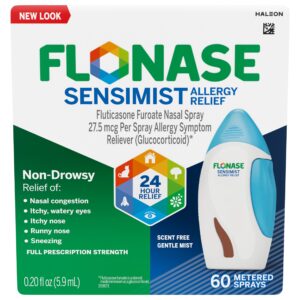 flonase sensimist allergy relief nasal spray for non-drowsy, 24-hour multi-symptom allergy relief – 60 sprays