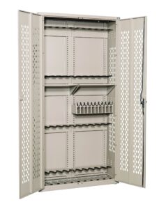 datum storage argos hinged door weapons cabinet holds 24 rifles & 10 pistols, 84", battleship grey