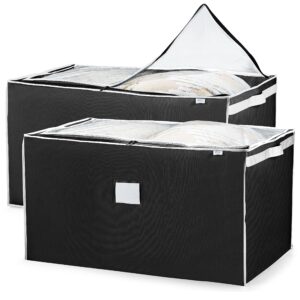 zober jumbo storage bag organizer (2 pack) large capacity storage box with reinforced strap handles, pp non-woven material, clear window, store blankets, comforters, linen, bedding, seasonal clothing