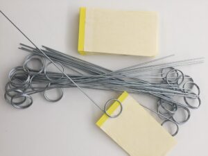 50 pack 25 ea. 3" x 5" yellow sticky cards & 25 ea.12 long wire holder kit