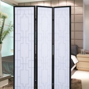 Roundhill Furniture Sudoku 3 Panel Room Divider Screen, Black