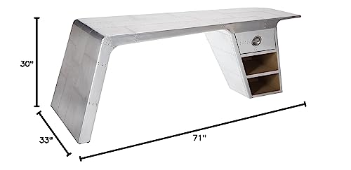 Acme Brancaster 1-Drawer Industrial Writing Desk in Aluminum