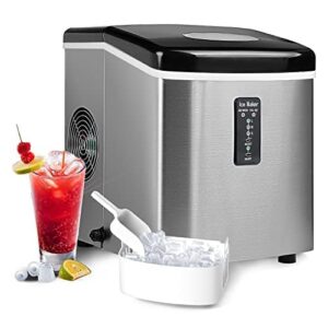 smad countertop ice maker stainless steel ice making machine, fast ice making in 6-12 minutes, 33lbs/24h, 3.2l water tank, 3 size ice cubes