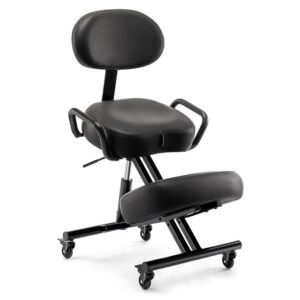 dr.lomilomi ergonomic kneeling chair with back support 512 akoni, adjustable stool for home & office, improve posture, thick cushions, locking wheels – ergonomic office kneeling chair