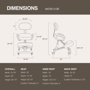 DR.LOMILOMI Ergonomic Kneeling Chair with Back Support 512 AKONI, Adjustable Stool for Home & Office, Improve Posture, Thick Cushions, Locking Wheels – Ergonomic Office Kneeling Chair