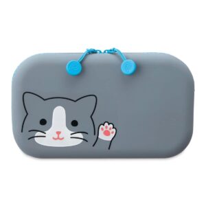 lihitlab punilabo zipper pouch, 7.5" × 1.5", gray cat (a7716-4)