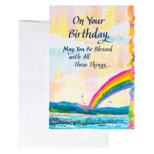 blue mountain arts greeting card “on your birthday, may you be blessed with all these things…” shares the happiest of birthday wishes